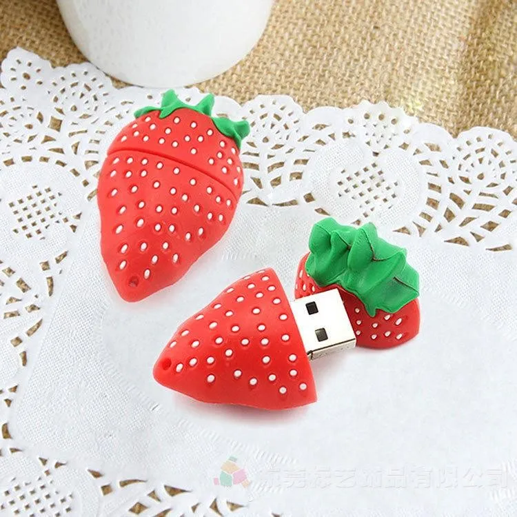 Cute Design Strawberry Fruit 2gb 4gb 8gb 16gb Pvc Custom Usb Flash ...