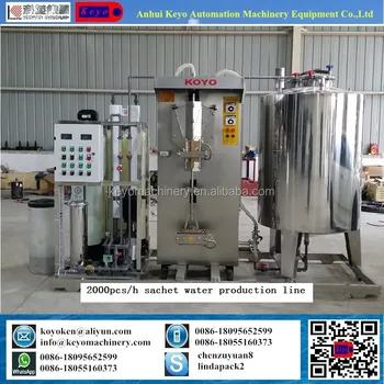 2000 Sachet Water Production Line/1000l/h Pure Water Treatment/koyo ...