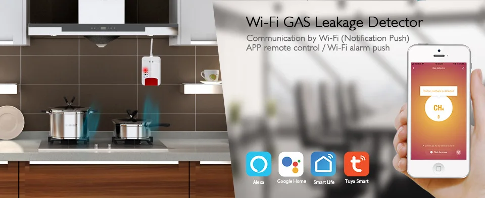 Tuya Home Smart Wireless IPG Gas Leak Detector for Kitchen