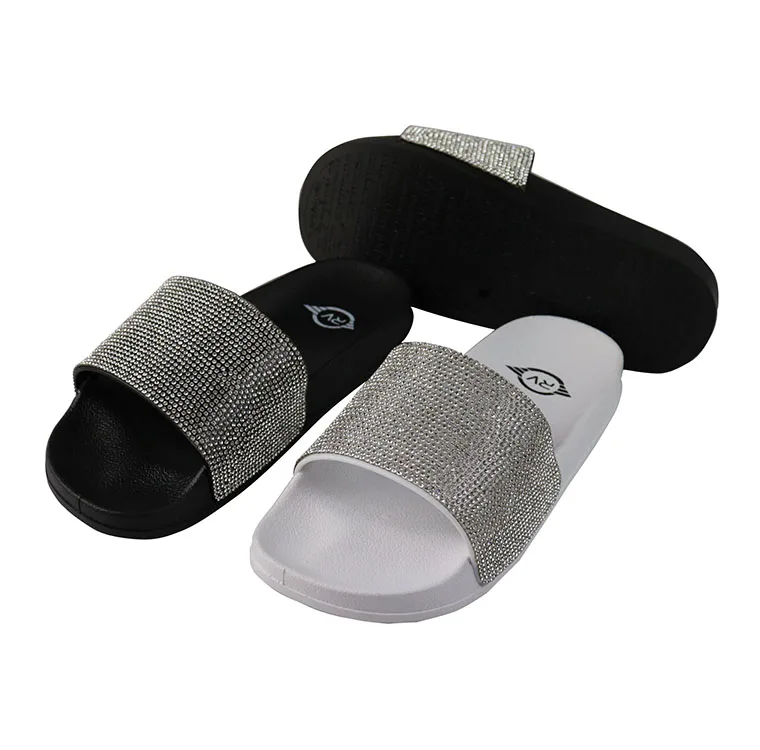 2019 Women Rhinestone Slider Slippers Diamond Sandal Diamond Slippers ...