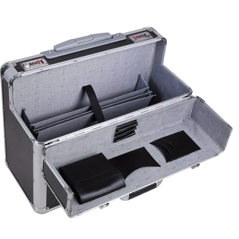 Customize Size Empty Trolley Tool Box Aluminum Tool Case On Wheels ...
