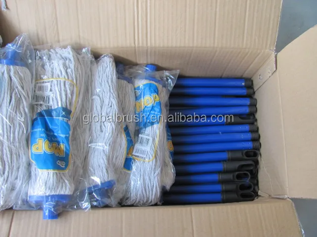 Item No.503 House Floor Cleaning White Cotton Mob With Long Wood Stick ...
