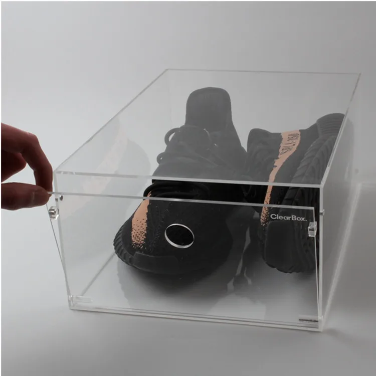 Acrylic Display Shoe Box With Magnetic Flap Design Perspex Shoe Box ...