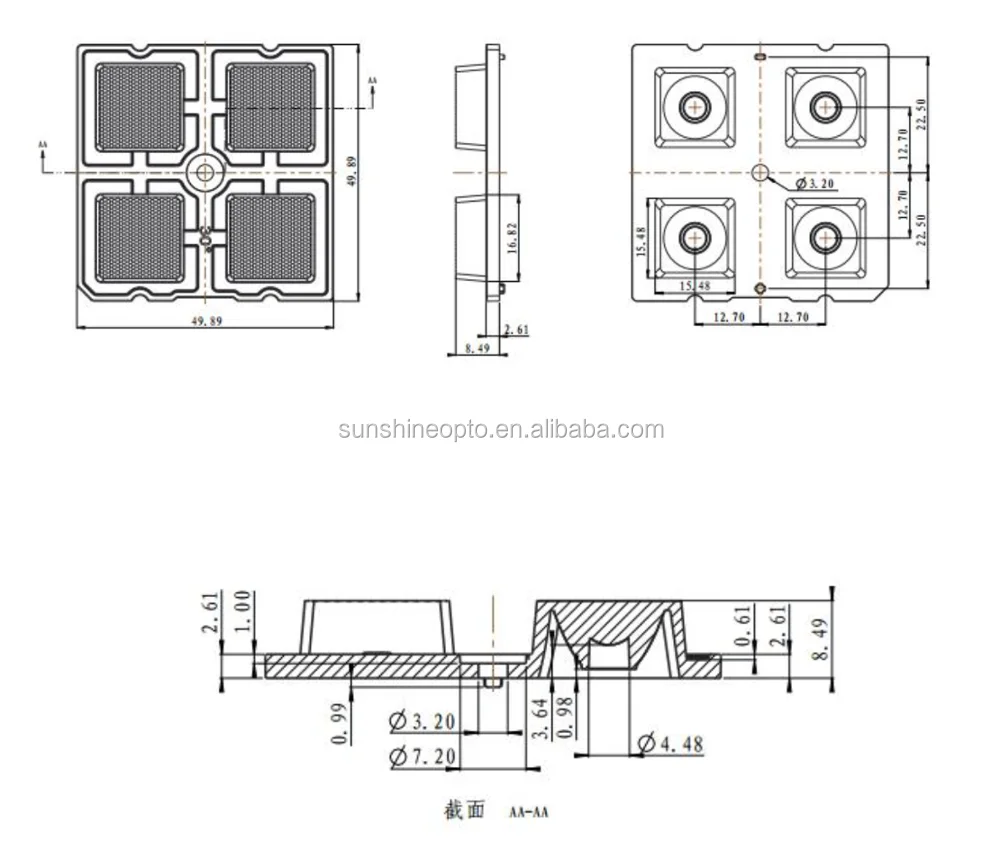 2X2 3030 5050 SMD 60 Degree Optical Lens - 93% Transmittance