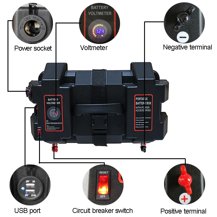 Multi-function 12v Caravan Rv Outdoor Camping Storage Battery Box With ...