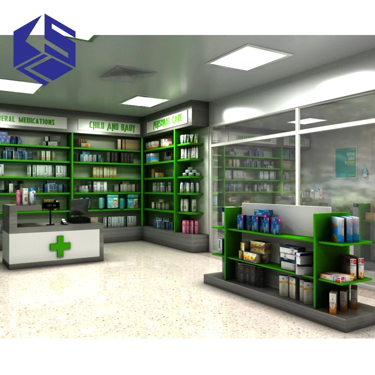 High Quality Wooden Medicine Display Shelf for Retail