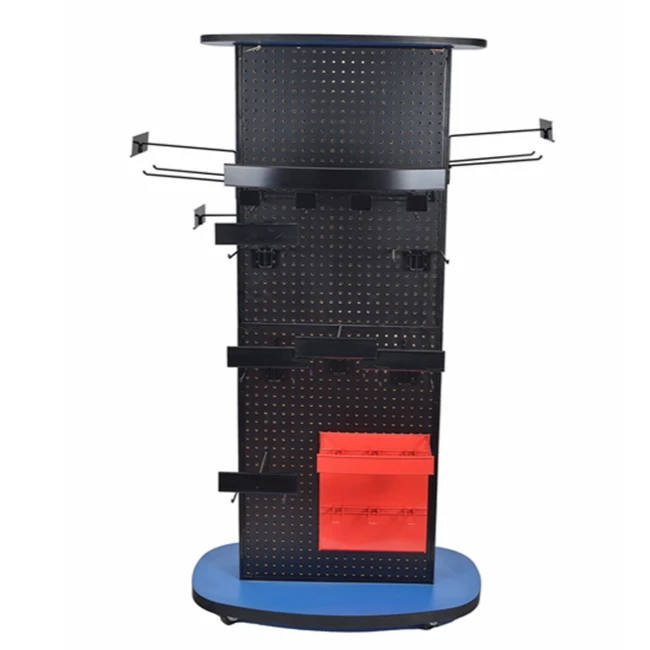 Retail Floor Free Standing Metal Pegboard Rack Display With Hooks - Buy ...