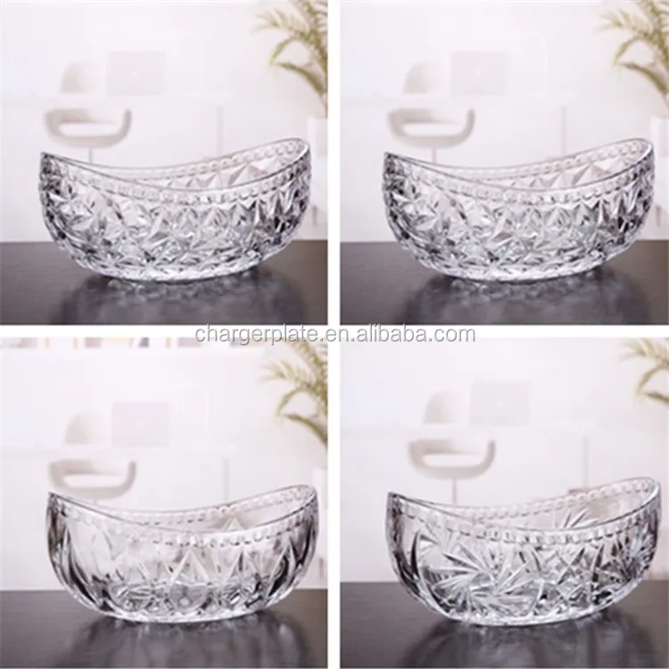 Boat Shape Crystal Flower Vase With Embossed Pattern - Buy Small Flower ...