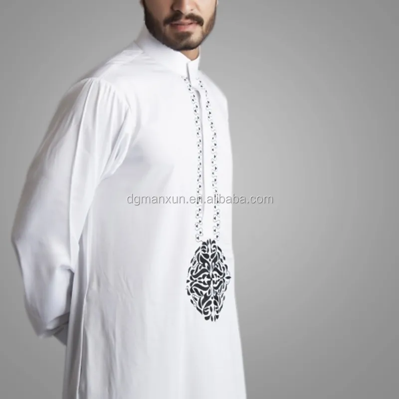 2016 New Style Dubai Thawb Muslim Men Thobe Embroidered Islamic Abaya ...