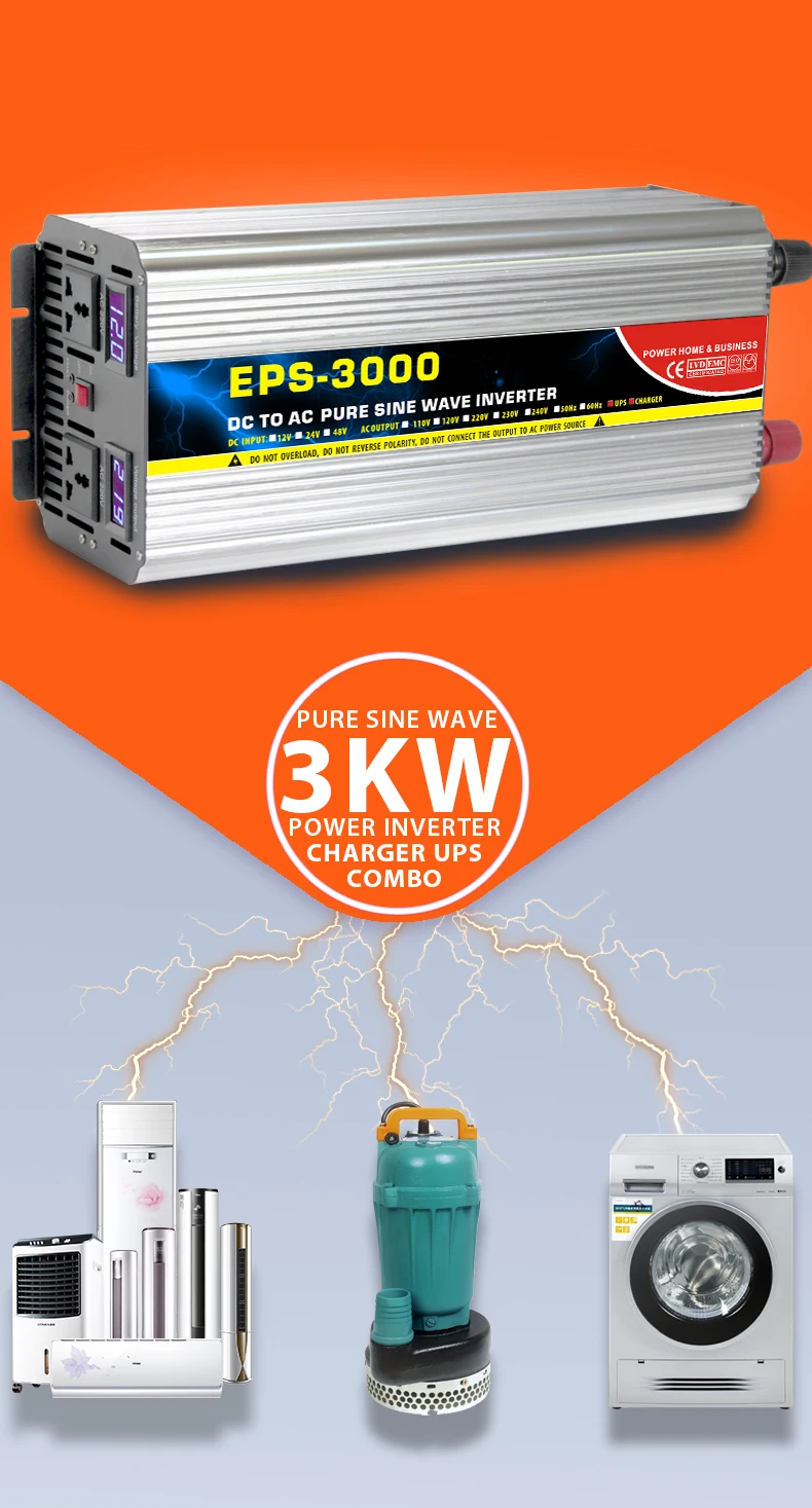 Solar Inverter Power Inverter 3000w 3kw 12v 24v 48v Dc To Ac 220v 230v ...