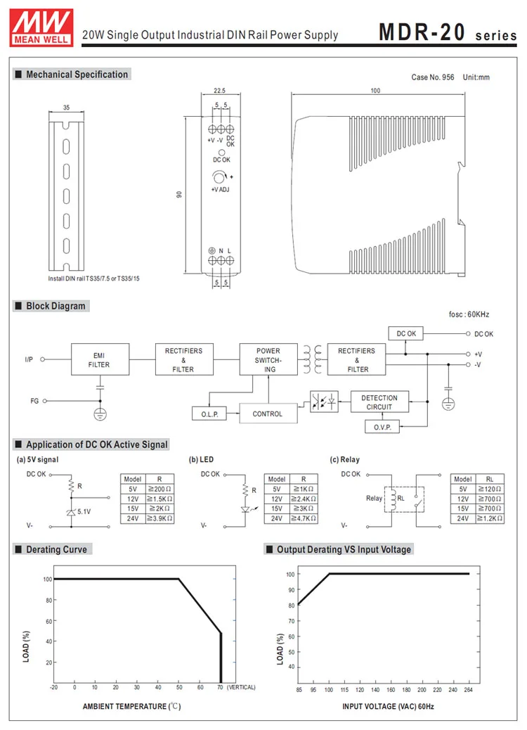 Original Mean Well Mdr-20-24 20w 24v Single Output Industrial Din Rail Power Supply - Buy Single ...