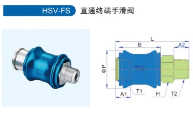Hand slide valve HSV, push in to connect slide check valve shut off ...