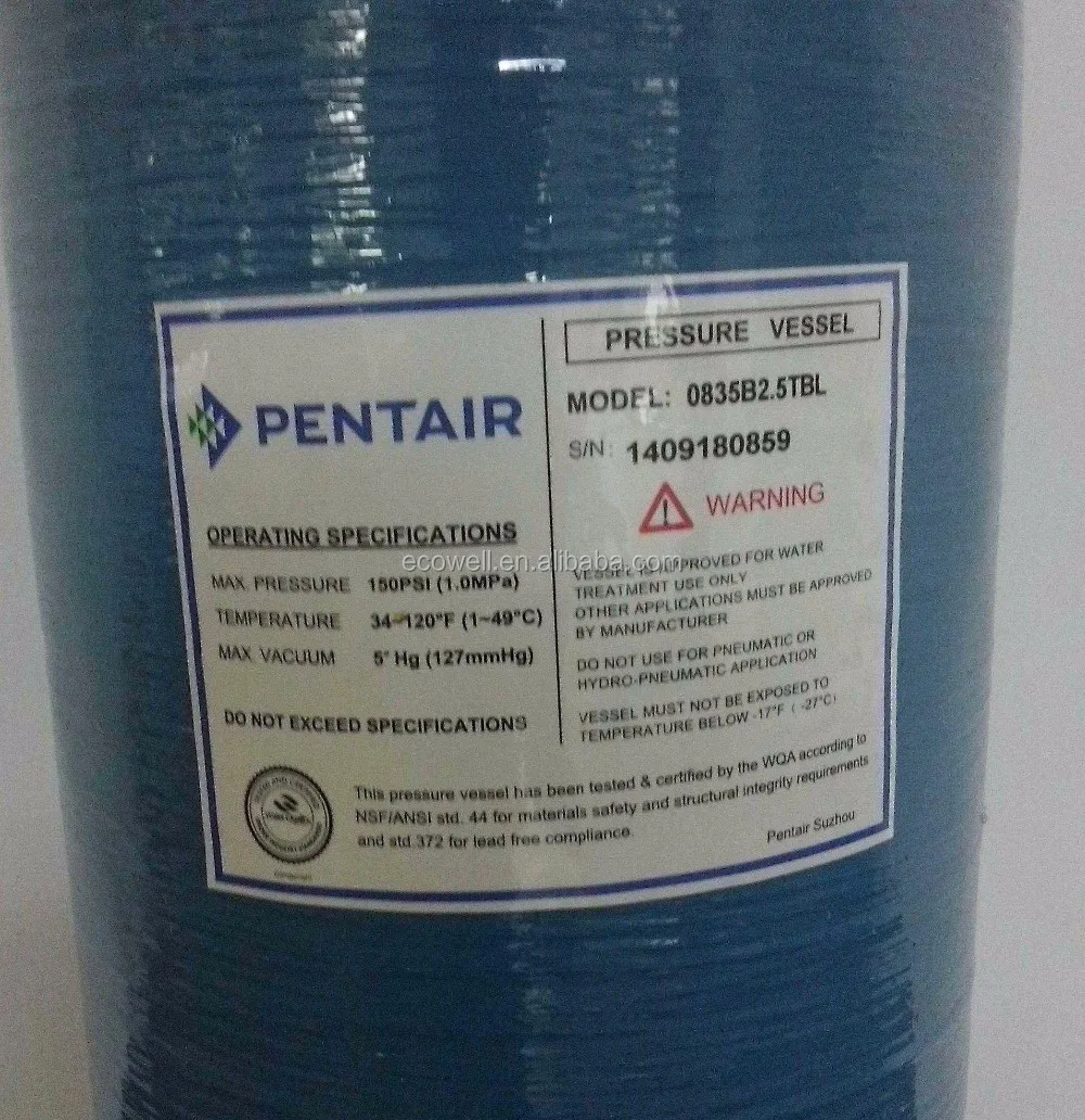 Pentair FRP Tank 1354 for Water Treatment - 100psi Pressure Vessel