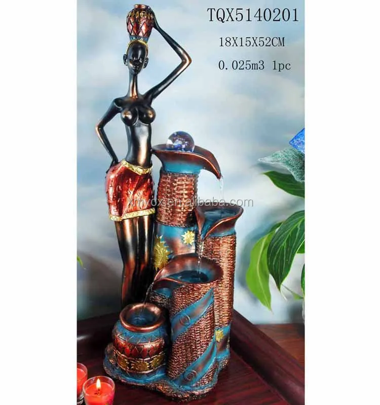 Colorful African Female Statue Water Fountain For Table Decor - Buy ...
