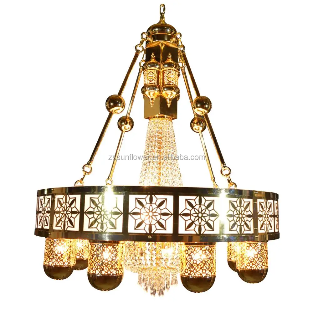 Gold Plated Mosque Project Lighting Chandelier for Muslim Decor