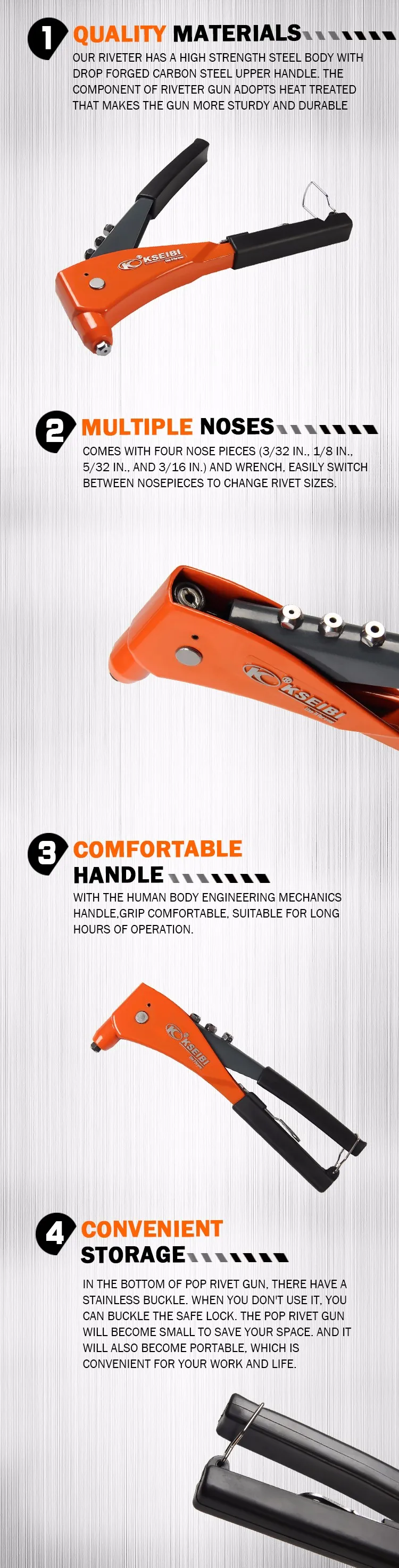 KSEIBI Auto Body Rivet Gun - High Quality Carbon Steel