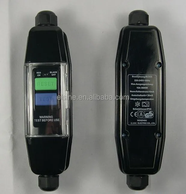 16A Inline PRCD 30mA Voyage//Rechargeable RCD Prise RCD cordons (RCD05 ...