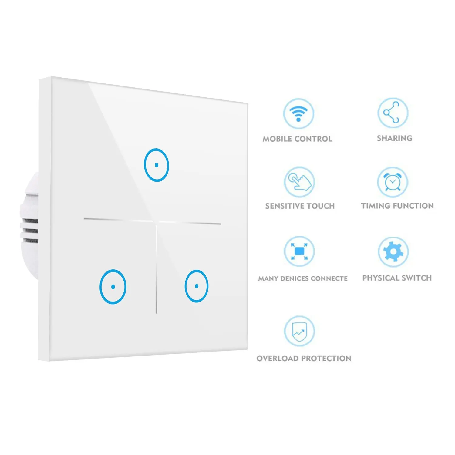EU/UK Tuya 3 Gang Smart Wireless Wifi Wall Switch/Smart Wifi Light ...