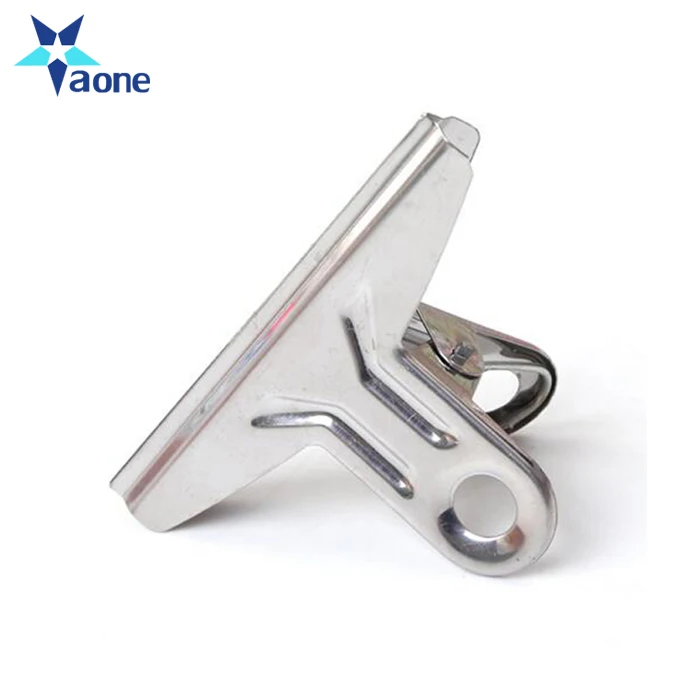 Promotional 145mm Stainless Steel Binder Clips Silver Color Bulldog ...
