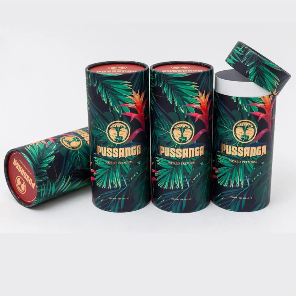 Custom Alcohol Round Paper Tube Packaging Box Strong Cardboard Wine ...