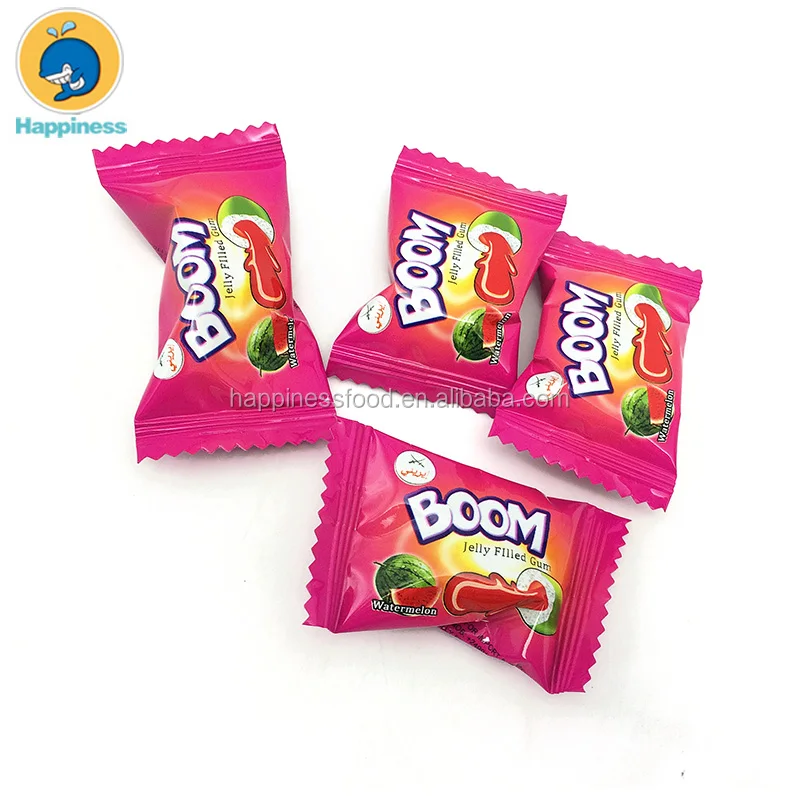 Boom Watermelon Flavor Jelly Filled Gum Candy - Happiness
