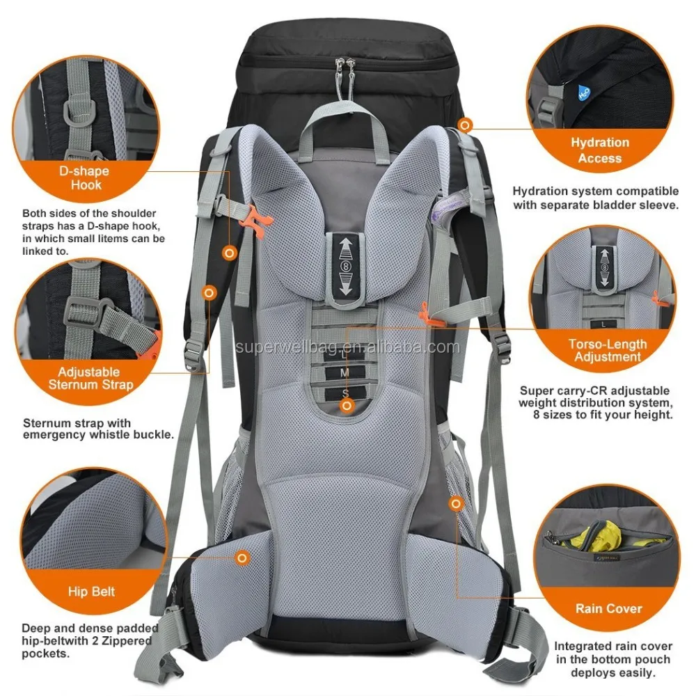 Large Capacity 50 - 70l Travel Backpack Bag Outdoor Camping Bag - Buy ...