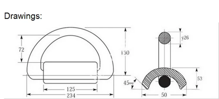 Thinkwell Forged Carbon Steel Heavy Duty Container D Ring With Bracket ...