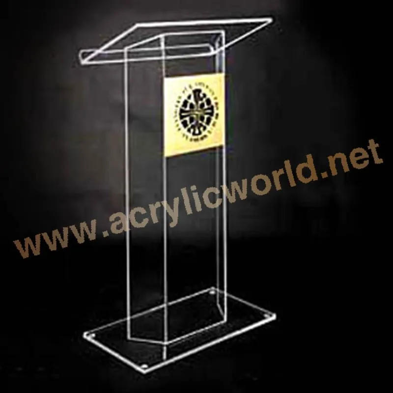 Acrylic Podium Lectern Customized Logo With Led And Slanted Table Top ...