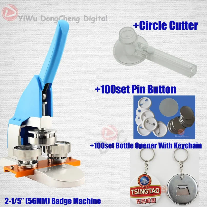 New Pro 2-1/5"56mm Bouton Making Machine + Circle Cutter + Pin Buttons ...