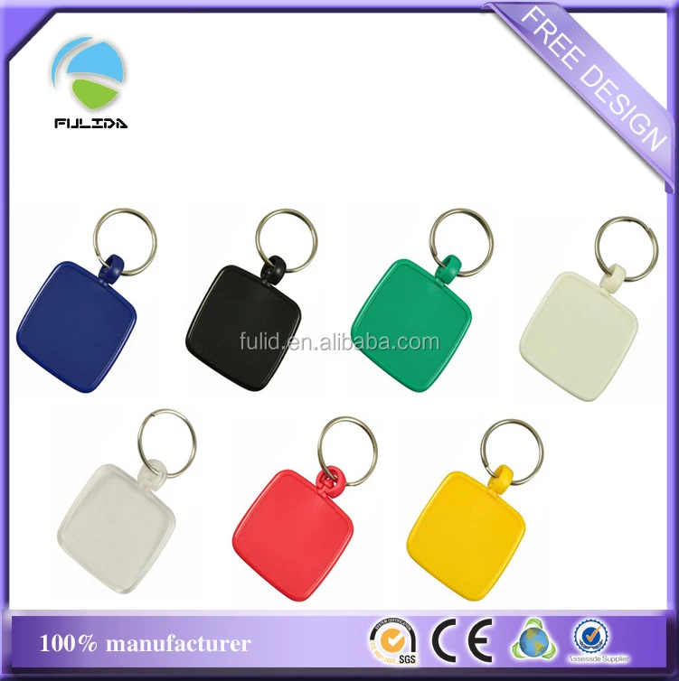 Custom Blue Transparent Plastic Keyring Tags Insert Name Id Information ...