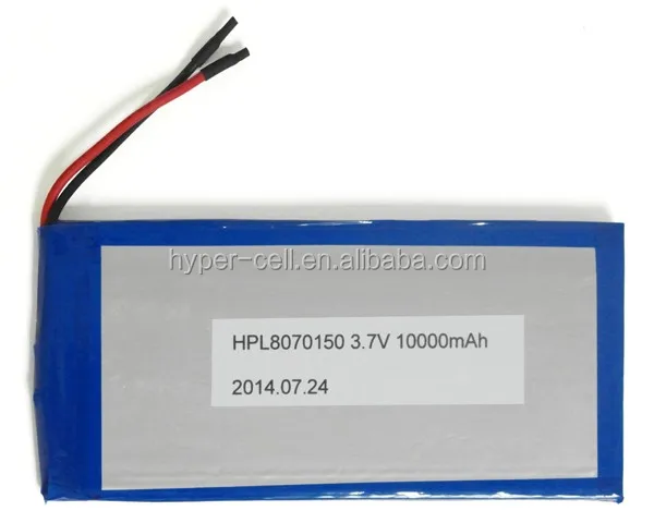 Li-polymer Battery 3.7v 10ah Hpl8070150 - Buy 3.7v 10000mah Lithium ...