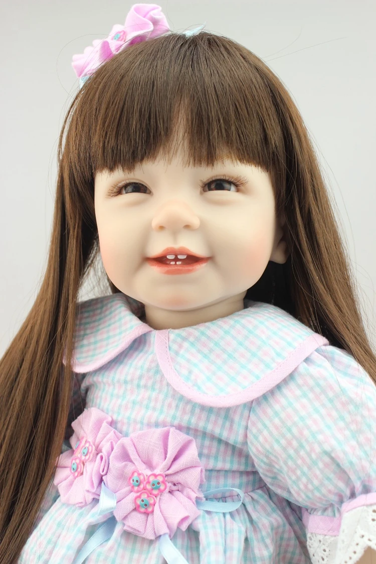 NPK muñeca con el pelo largo realista suave de silicona renacer bebés ...