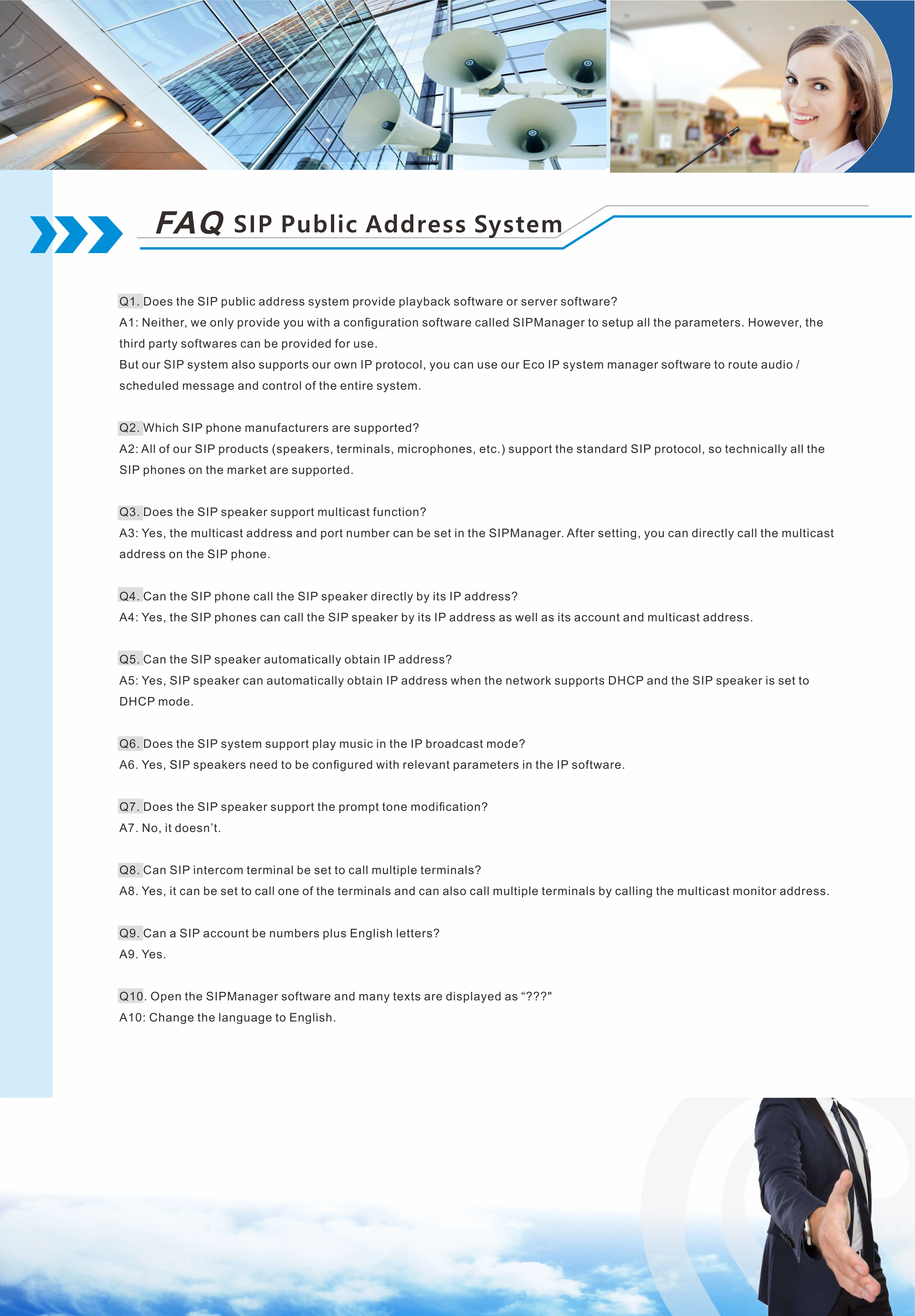 T SIP Wall-Mounted Terminal with Built-in Digital Amplifier