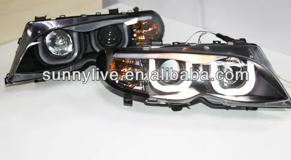 For BMW E46 318 320 323 325 330CI LED Head Lamp with Angel Eyes 2001 ...