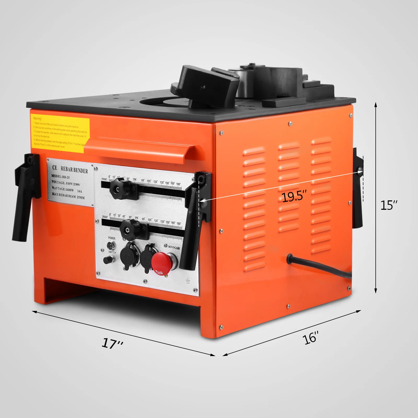 Auto Electric Rebar Bar Bender Foot Switch #8 Pedal 1"(25mm) Grade 60 ...