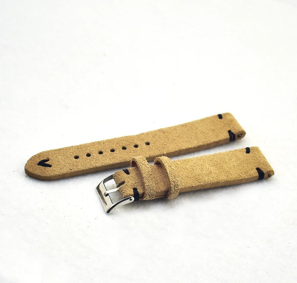 20mm Beige Color Less Stitching Suede Leather Watch Straps - Buy 20mm ...