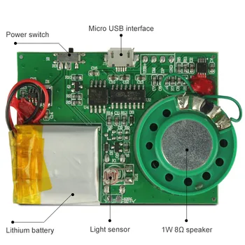 Chargeable Battery Powered Greeting Card Sound Module With Light Sensor ...