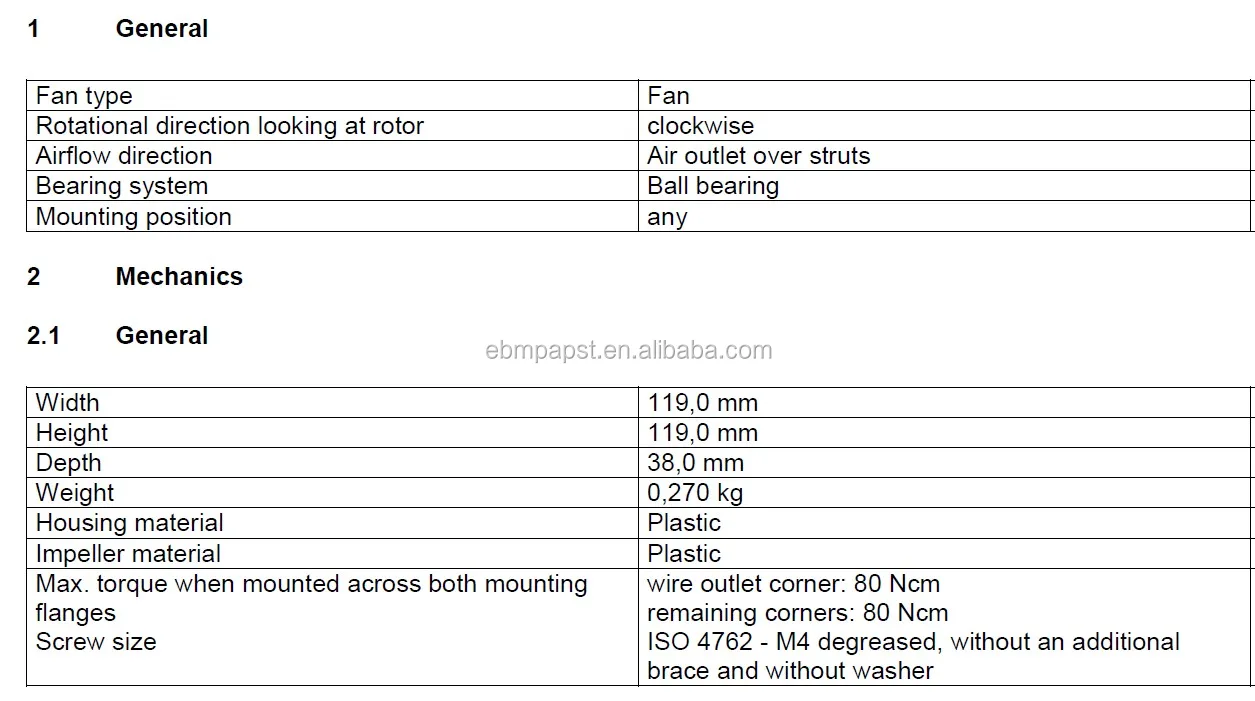 Ebmpapst 4414M Fan - Low Noise Exhaust for Air Purifiers