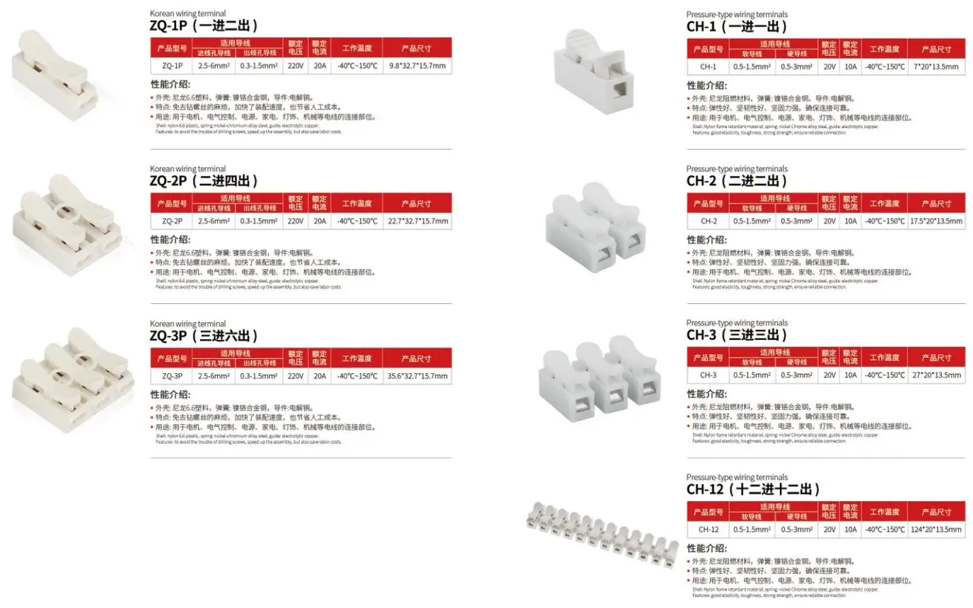 Quick Cable Connector Ch-2 Press Type Self-locking Electric Wiring ...