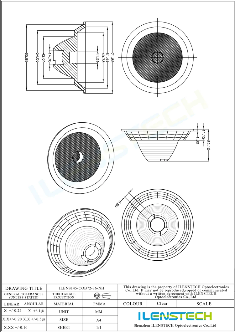 Ilenstech-lente led cob de material crudo, 45mm, 36 grados| Alibaba.com