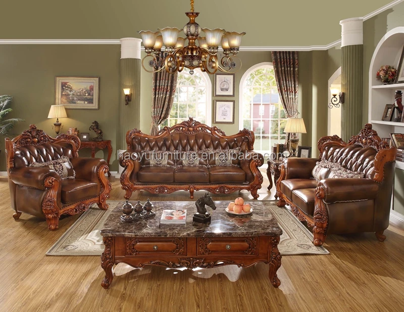 Am929 American Sofa Set American Classic Wooden Sofa Set High Back ...