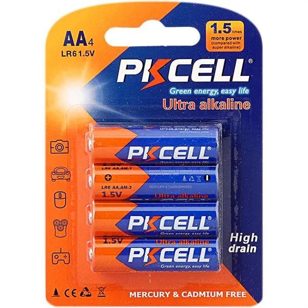 PKCELL Alkaline Dry Cell 1.5V AA Battery - CE Rohs Certified