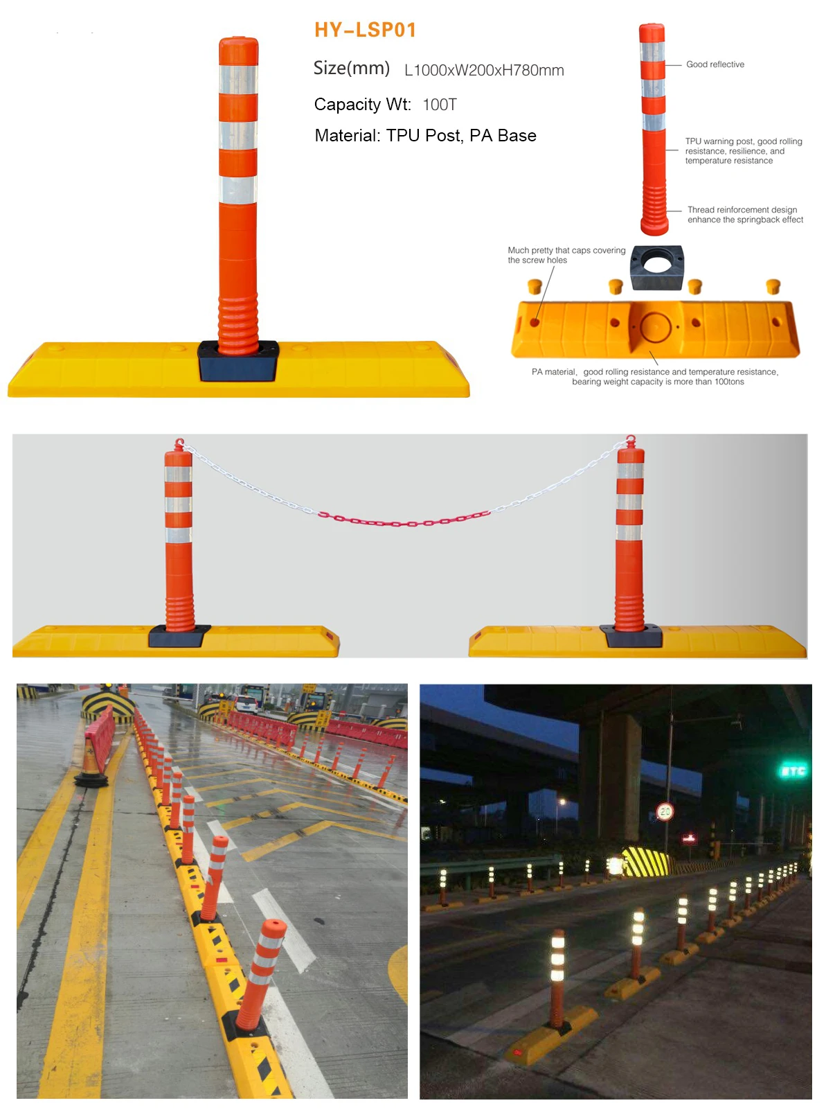 Cautoin Lane Separators - Flexible Warning Posts