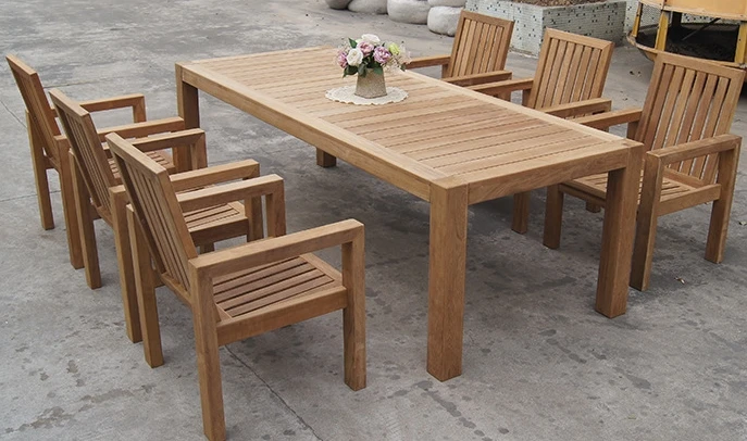 Hot sale outdoor furniture simple design Burmese teak dining set company Jinhua Sigma Industrial And Trading Co. Ltd