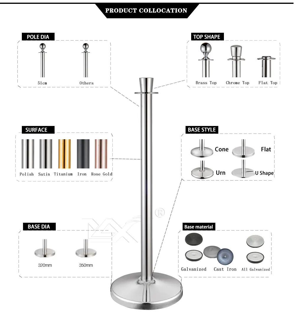 Dual ropes stainless steel stanchion flat twisted rope barrier for ...