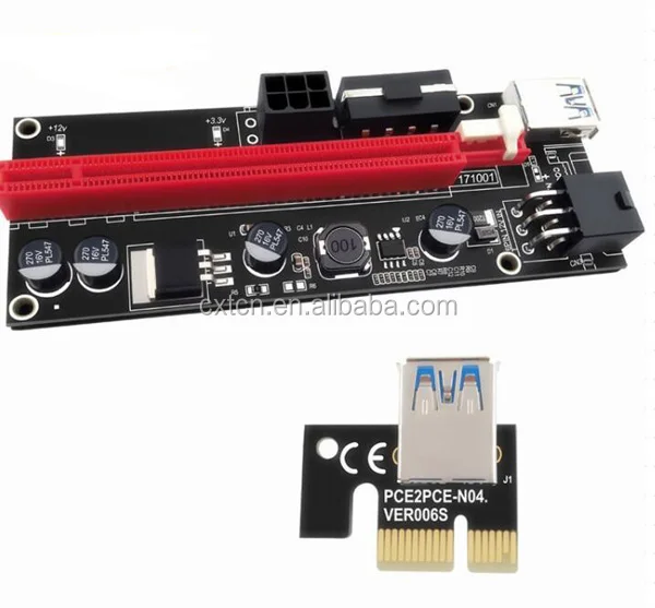 4pin 6pin Sata Power Pci Express 16x Slot Riser Card Usb 3.0 Pci-e Pci ...