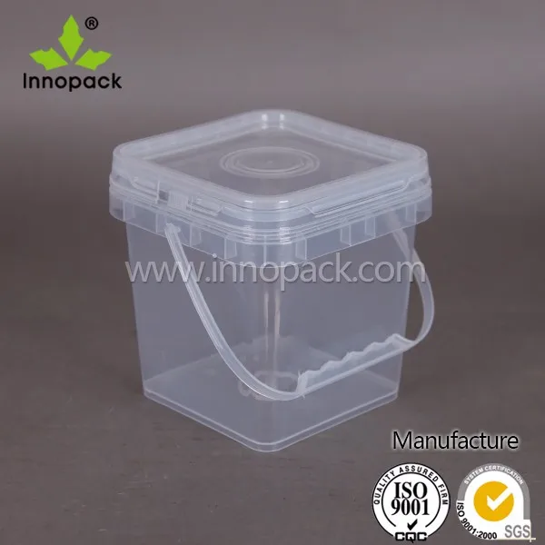 1000 Ml Small Clear Pail Food Grade Plastic Pail For Honey With Lids ...