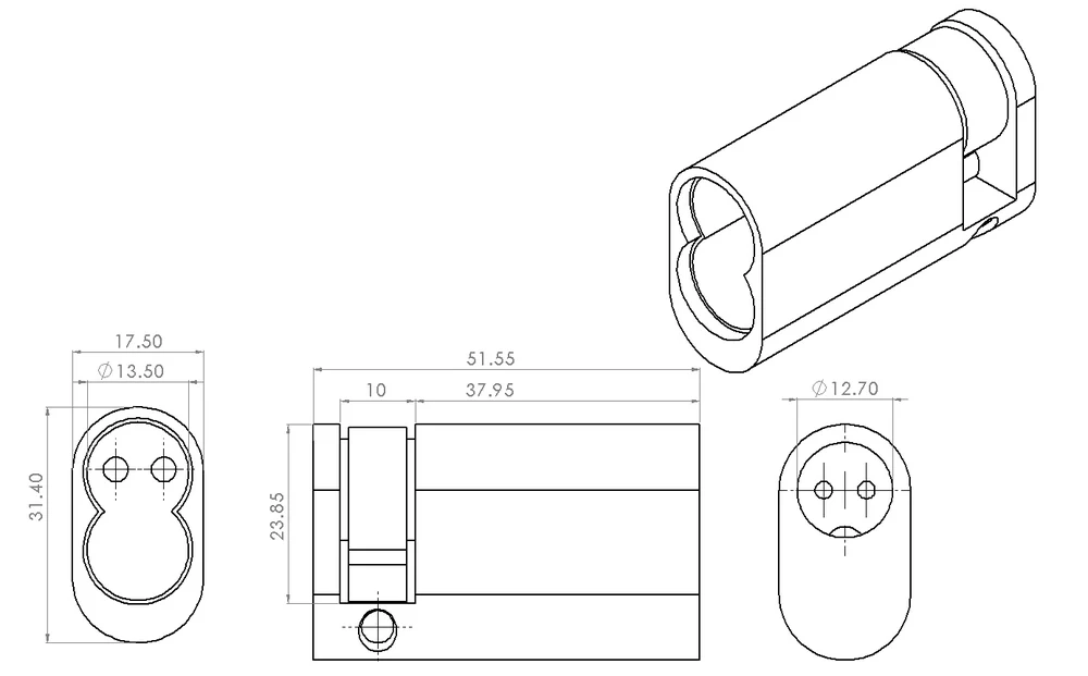 Oval Cylinder Brass Half Cylinder For Sfic - Buy Oval Cylinder Brass ...