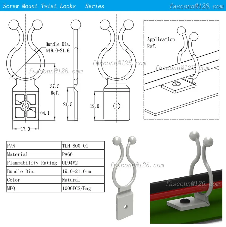 Push Mount Lock Loop Cable Clamp - Efficient Cable Management