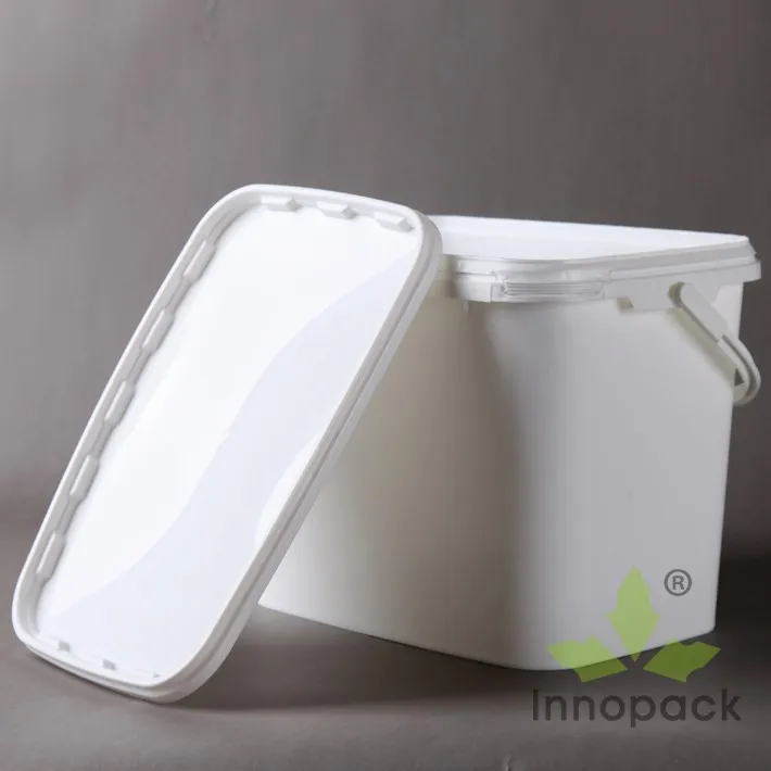 Painted Plastic 10 Liter Container With Lid Square Bucket Paint Pail ...